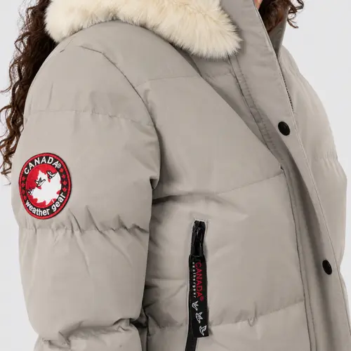 CANADA WEATHER GEAR Quilted Maxi Long Parka Jacket - Stone