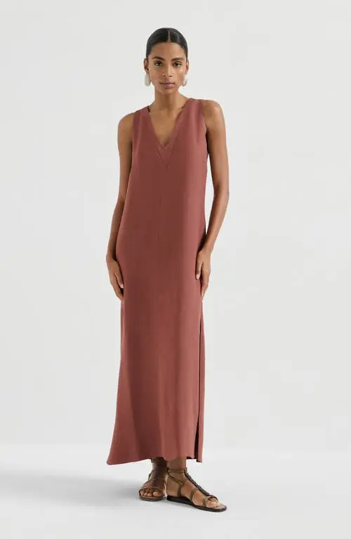 Brunello Cucinelli Fluid Twill Maxi Dress - Red