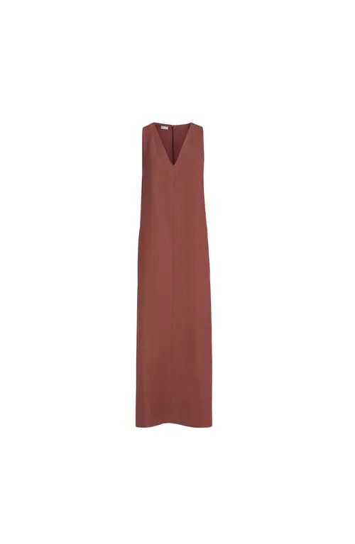 Brunello Cucinelli Fluid Twill Maxi Dress - Red