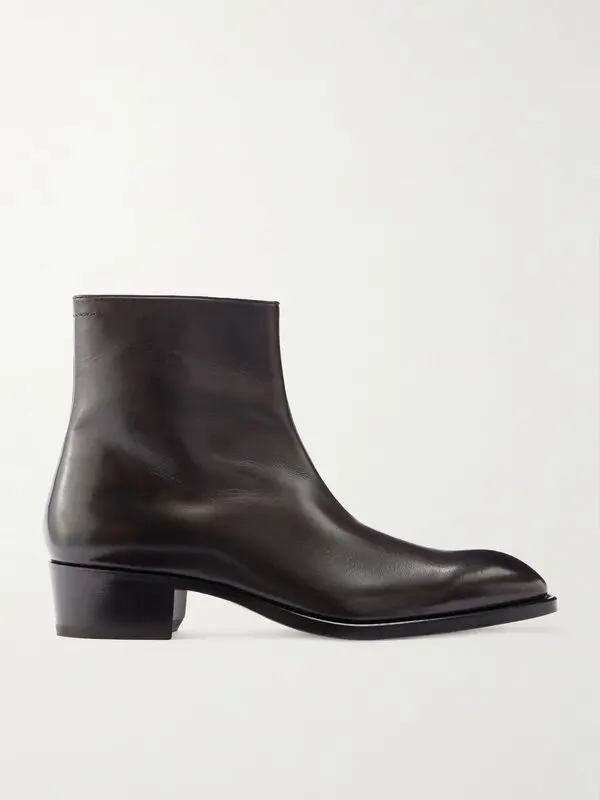 TOM FORD Leather Ankle Boots - Brown