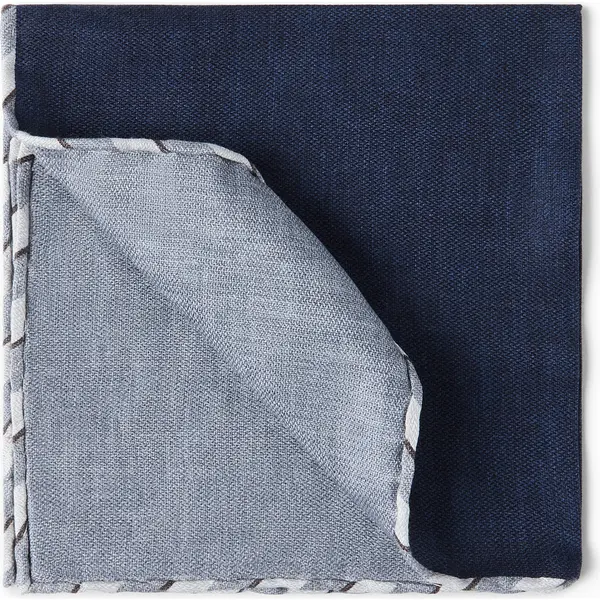Brunello Cucinelli Silk Pocket Square - Navy Blue