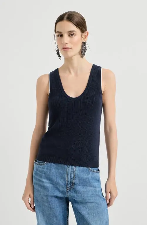 Brunello Cucinelli Cotton Ribbed Knit Top