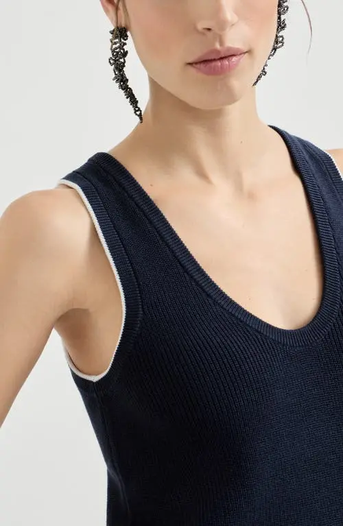 Brunello Cucinelli Cotton Ribbed Knit Top