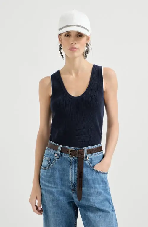 Brunello Cucinelli Cotton Ribbed Knit Top