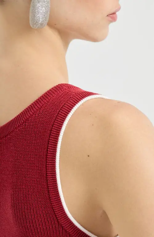 Brunello Cucinelli Cotton Ribbed Knit Top - Ruby