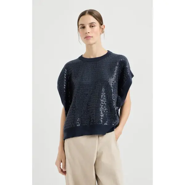 Brunello Cucinelli Embroidered Sweater - Blue