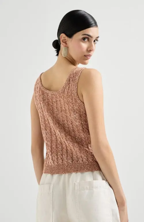Brunello Cucinelli Cable Knit Linen Top - Brown