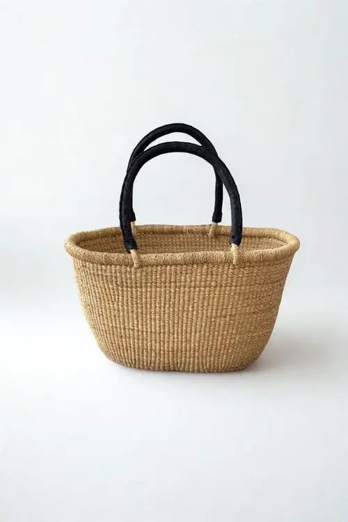 MBARE Handwoven Double Weave Oval Market Basket - Natural