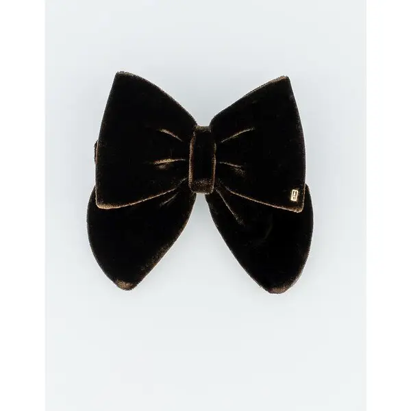 Alexandre De Paris Cannelle Velvet Bow Barrette - Brown