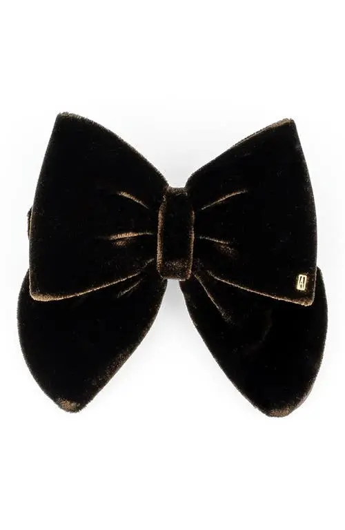 Alexandre De Paris Cannelle Velvet Bow Barrette - Brown