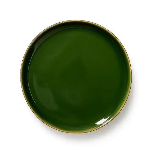 GHARYAN STONEWARE Edan Flat Salad/dinner Plate - Matte Green/shiny Green