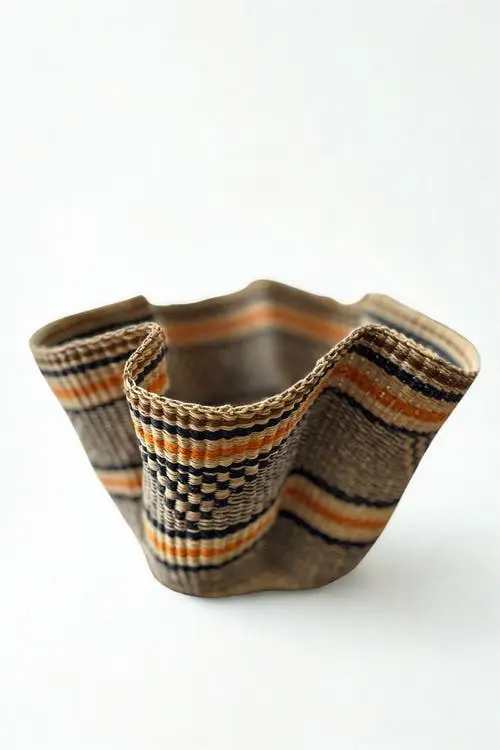 MBARE Handwoven Wave Basket - Earth Colors
