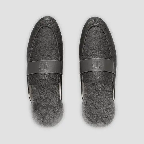 TOGAS Leather Slippers - Grey