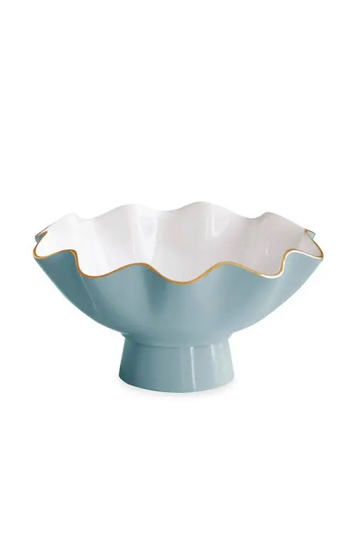BEATRIZ BALL COLLECTION Encanto Carola Pedestal - Turquoise And White