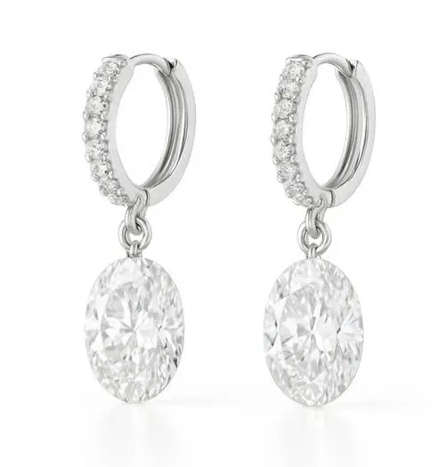 DONATELLO GIAN Oval Cut Crystal Dangle Earrings - Silver