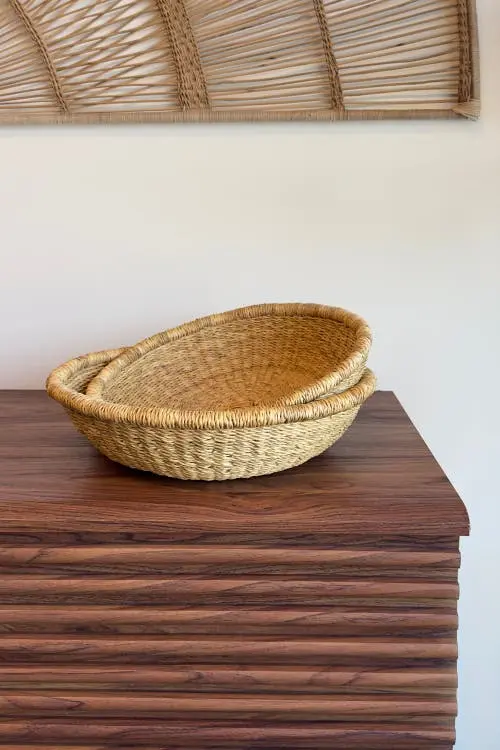 MBARE Handwoven Large Large Tray Basket - Natural