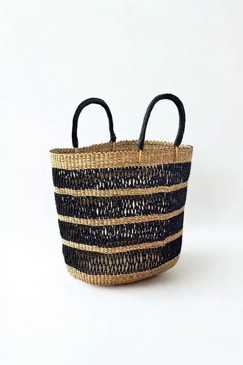 MBARE String Basket Tote - Natural W/black