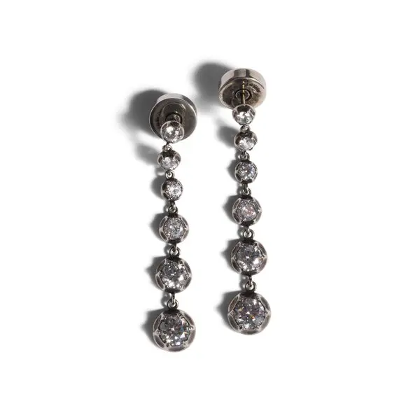 Miu Miu Metal Pendant Earrings With Crystals - Silver