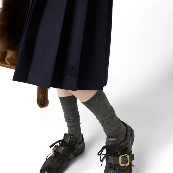 Miu Miu Velour Midi Skirt - Navy