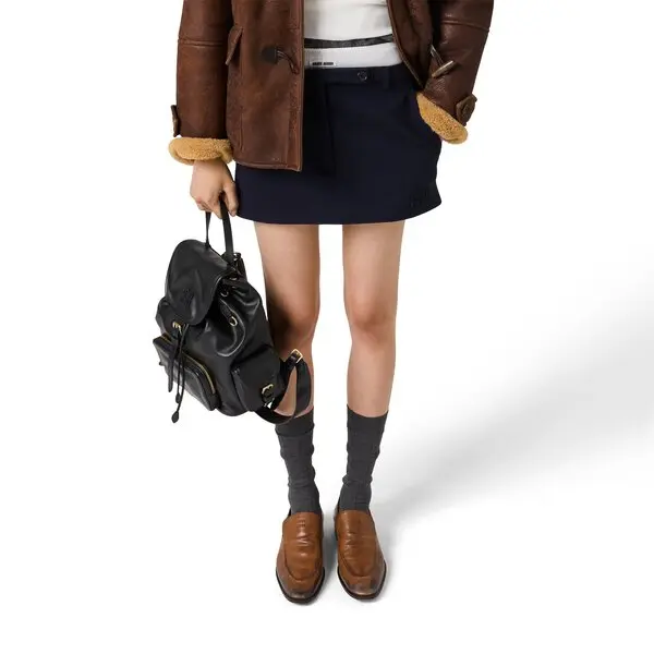 Miu Miu Milano Rib Knit Miniskirt - Navy
