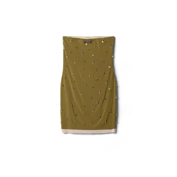 Miu Miu Embroidered Stretch Georgette Mini-dress - Grass Green