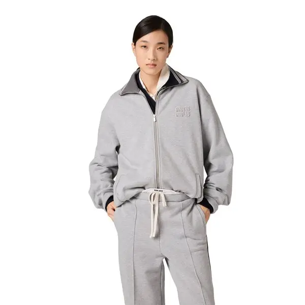 Miu Miu Zippered Cotton Fleece Jacket