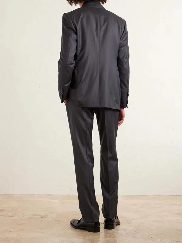TOM FORD Straight-leg Herringbone Wool And Silk-blend Suit Trousers