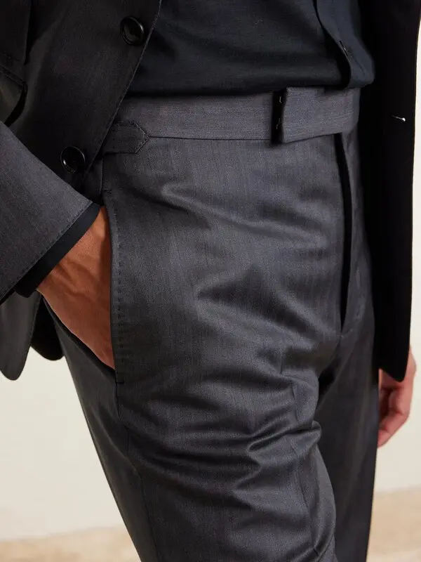 TOM FORD Straight-leg Herringbone Wool And Silk-blend Suit Trousers