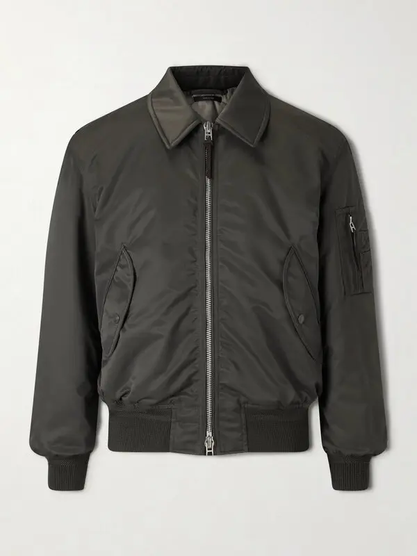 TOM FORD Padded Satin Bomber Jacket - Green