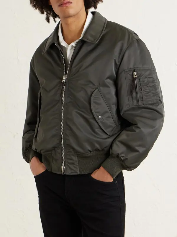 TOM FORD Padded Satin Bomber Jacket - Green