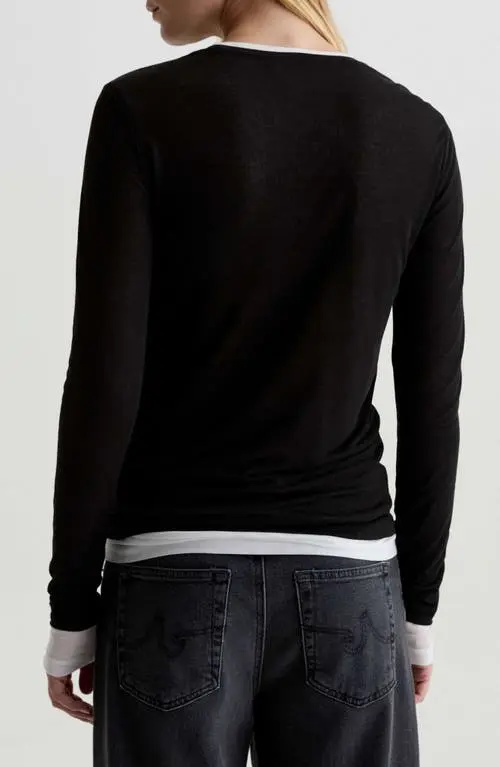 Ag Eleni Crewneck Knit Top - Super Black/powder