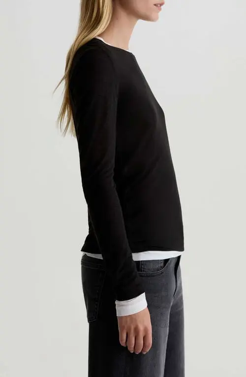 Ag Eleni Crewneck Knit Top - Super Black/powder