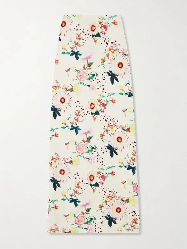 Rabanne Floral-print Jersey Midi Skirt