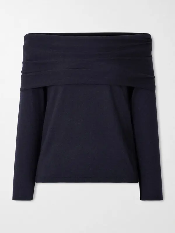 Max Mara Faretra Off-the-shoulder Cashmere Top - Blue