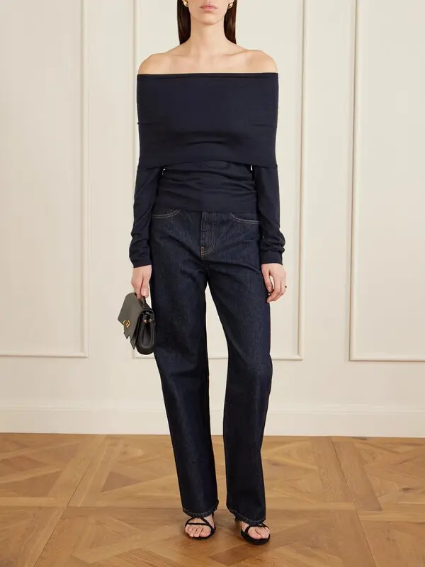 Max Mara Faretra Off-the-shoulder Cashmere Top - Blue