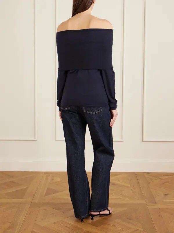 Max Mara Faretra Off-the-shoulder Cashmere Top - Blue