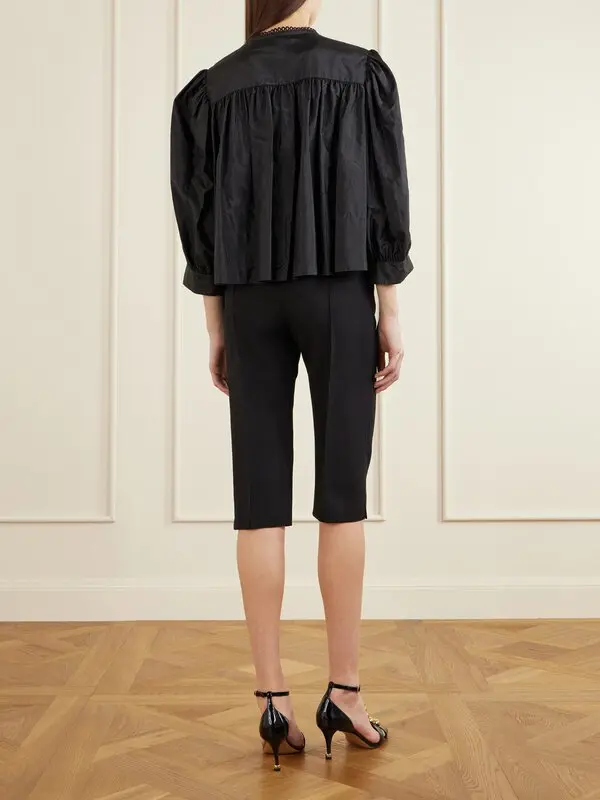 Chloé Ruffled Broderie Anglaise-trimmed Taffeta Blouse