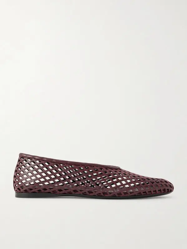 Proenza Schouler Tee Perforated Leather Ballet Flats - Burgundy