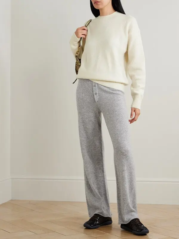 Eterne Cruz Cashmere Wide-leg Pants - Gray
