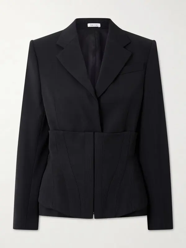Alexander McQueen Layered Grain De Poudre Wool Blazer