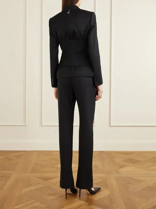 Alexander McQueen Layered Grain De Poudre Wool Blazer