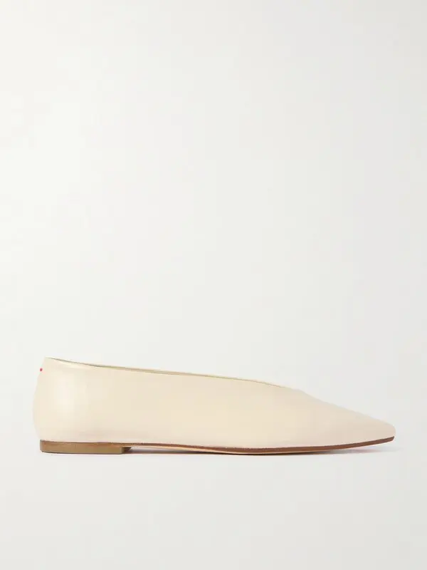AeydĒ Betty Leather Ballet Flats - Neutrals