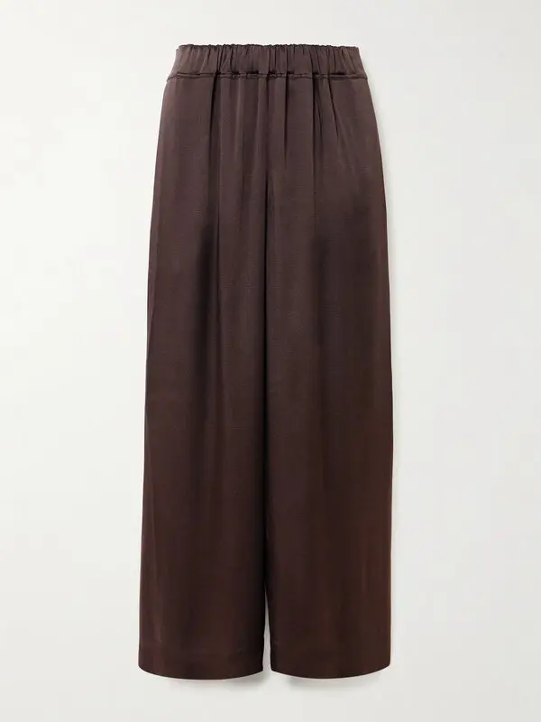 LIBEROWE Satin-crepe Wide-leg Pants - Brown