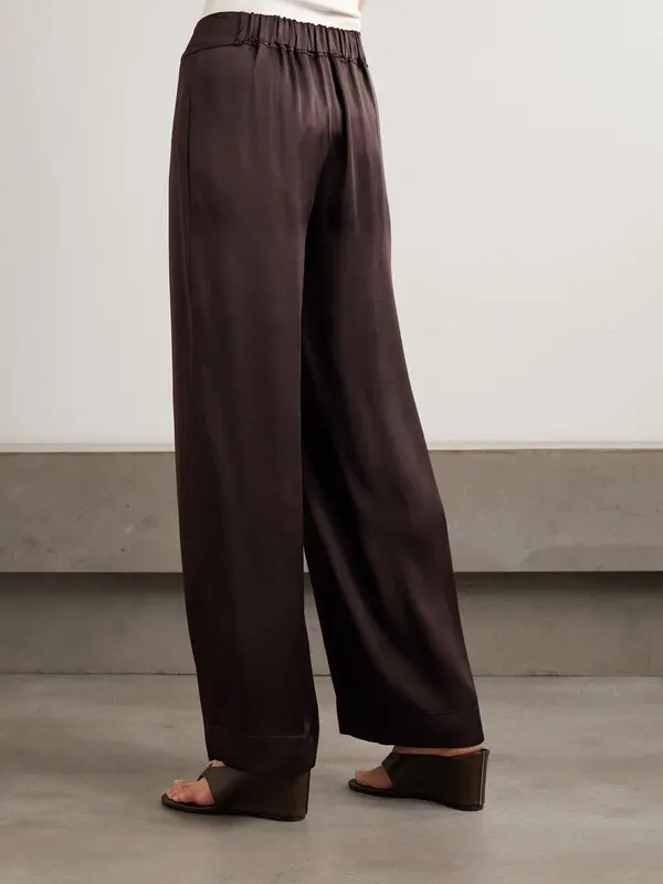 LIBEROWE Satin-crepe Wide-leg Pants - Brown