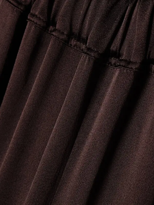 LIBEROWE Satin-crepe Wide-leg Pants - Brown