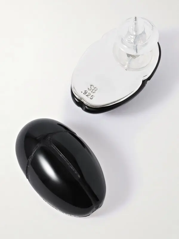 SOPHIE BUHAI Scarab Silver Onyx Earrings