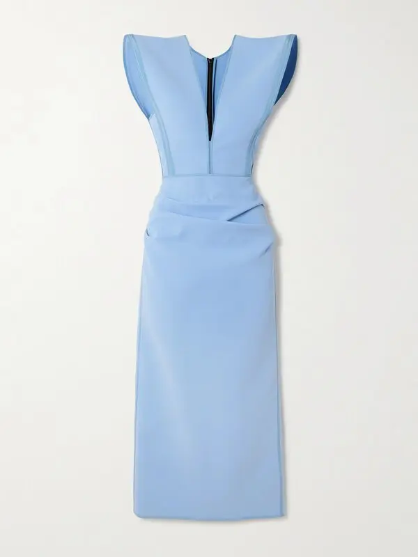 Maticevski Wingtip Draped Crepe Midi Dress - Blue