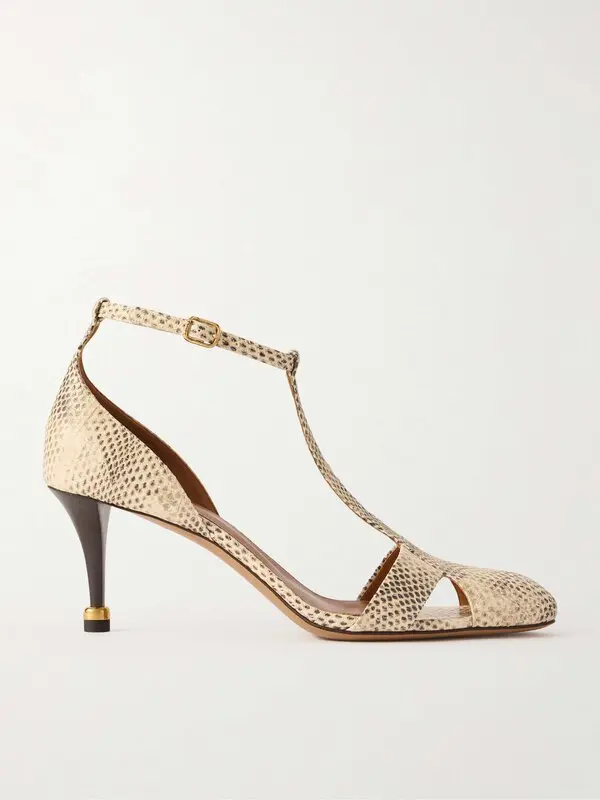 Chloé Cleia 70 Snake-effect Leather Pumps - Snake Print