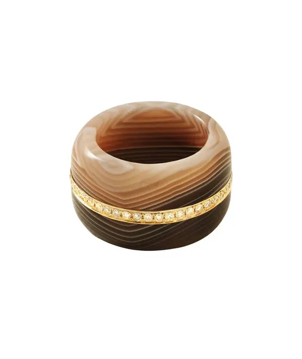 BY PARIAH Pebble Agate And Diamond Ring - Brown