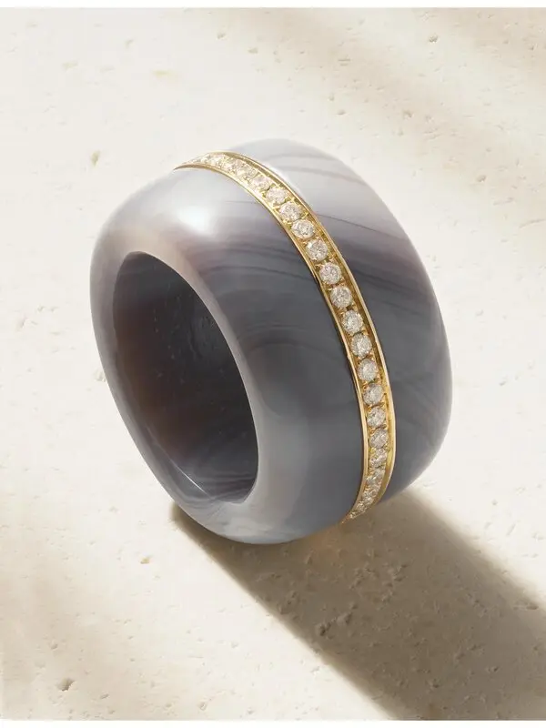 BY PARIAH Pebble Agate And Diamond Ring - Brown